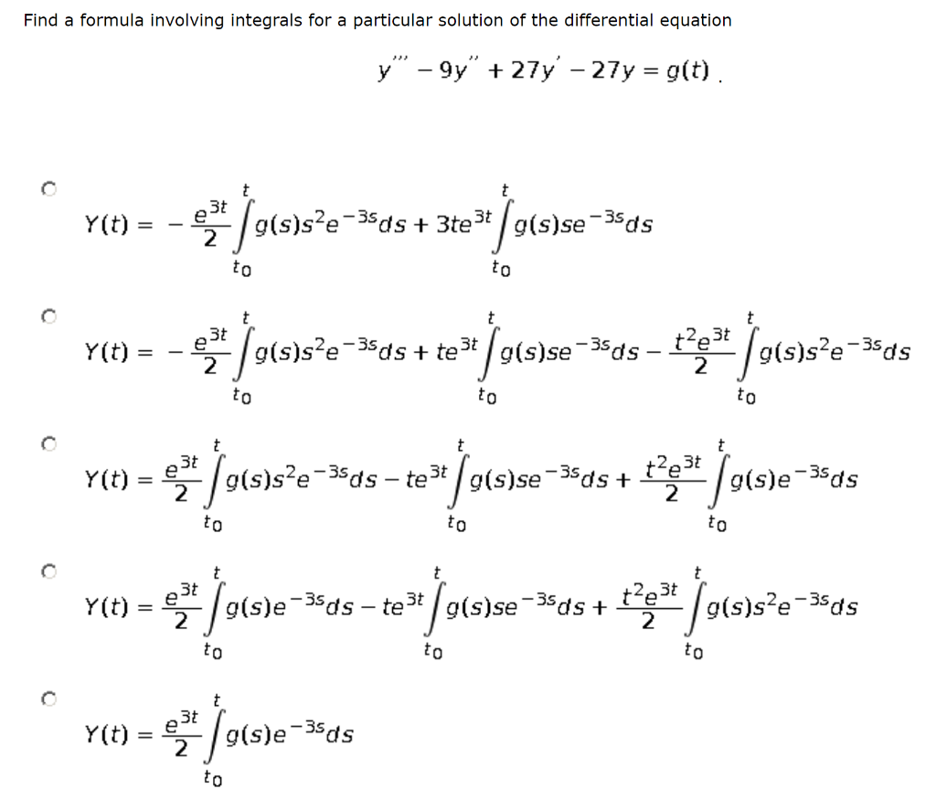 Solved Find a formula involving integrals for a particular | Chegg.com