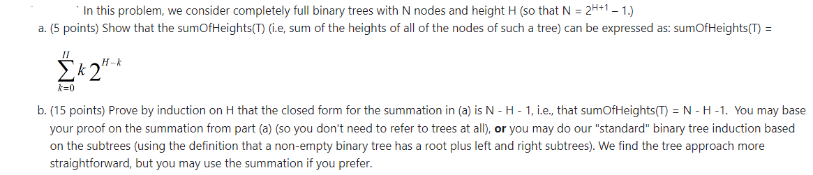 Solved In this problem, we consider completely full binary | Chegg.com