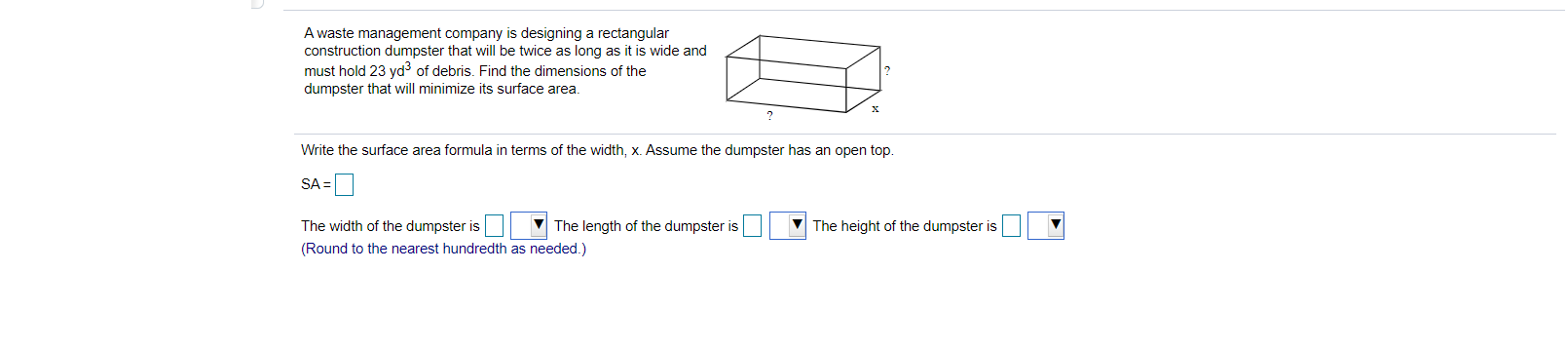 Solved A waste management company is designing a rectangular | Chegg.com