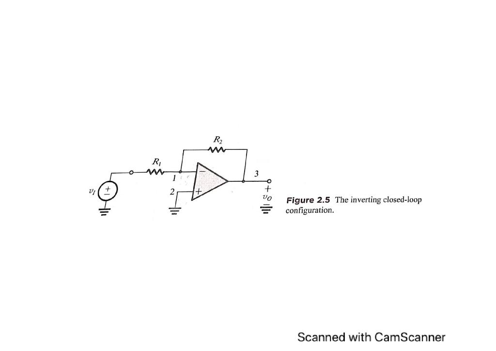 Solved R2 R 3 VI 2 vo Figure 2.5 The inverting closed-loop | Chegg.com