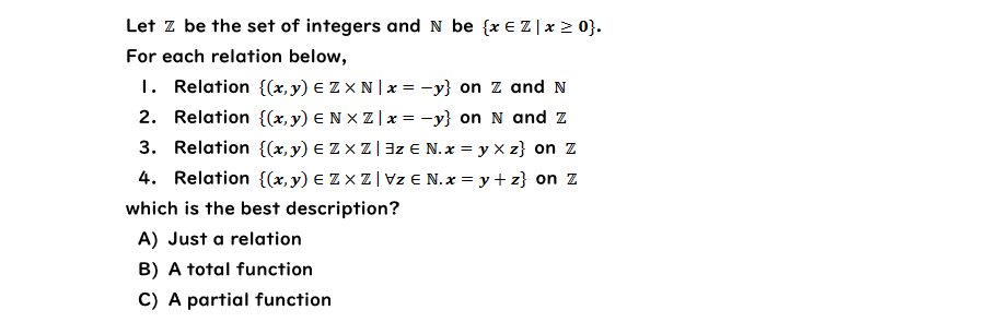 Solved Let Z ﻿be the set of integers and N ﻿be | Chegg.com