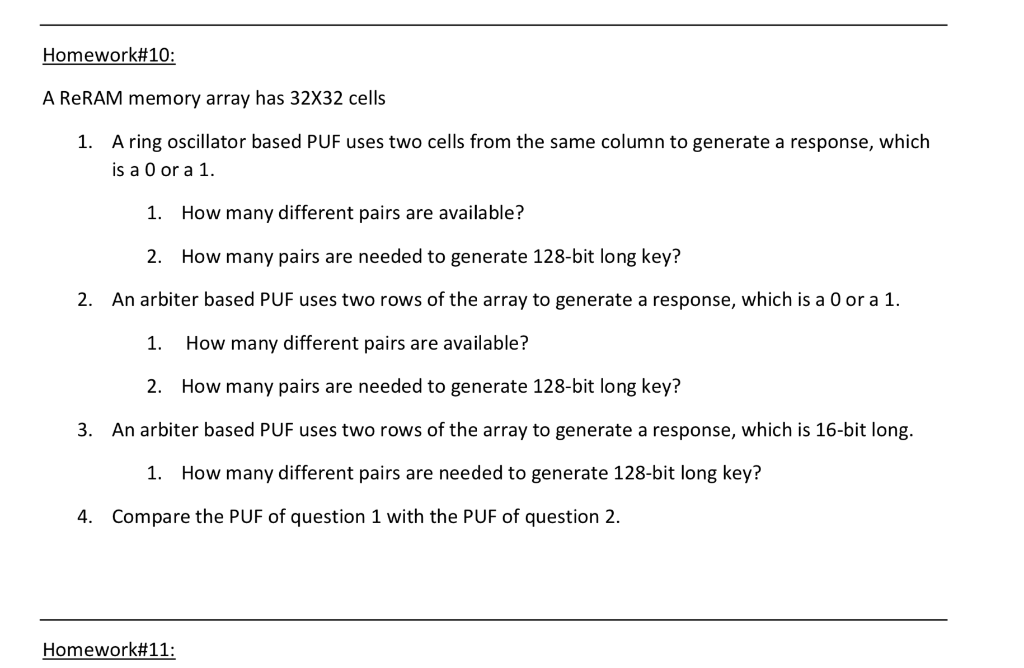 Homework#10: A ReRAM memory array has 32X32 cells A | Chegg.com
