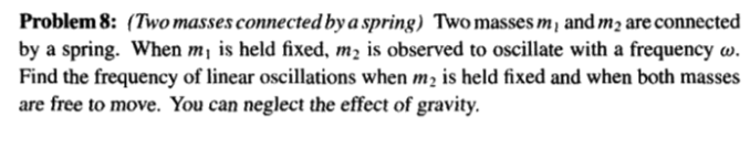 Solved Problem 8: (Two masses connected by a spring) Two | Chegg.com