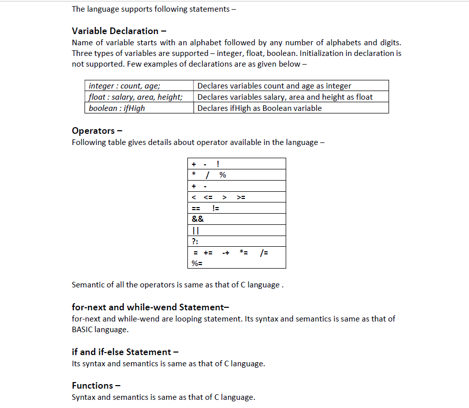 Solved Develop Lexical Analyzer using lex and Design tokens | Chegg.com