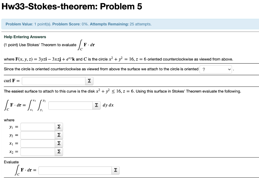 Solved Hw33-Stokes-theorem: Problem 5 Problem Value: 1 | Chegg.com
