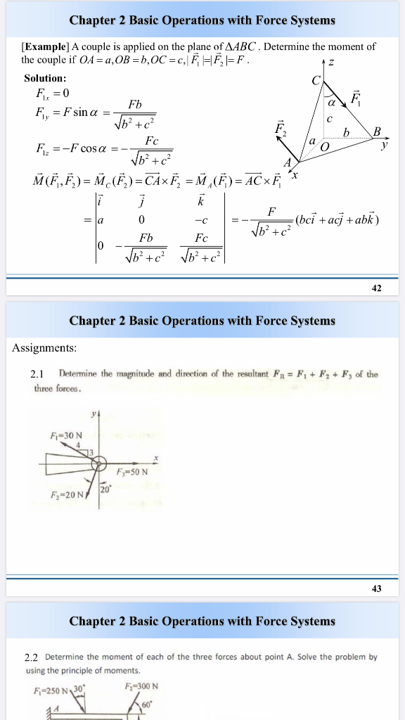 Solved Chapter 2 Basic Operations with Force Systems | Chegg.com