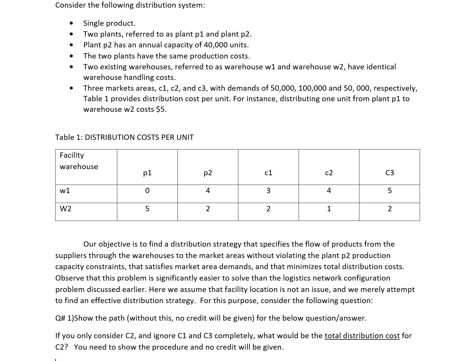 Solved Consider the following distribution system: - Single | Chegg.com