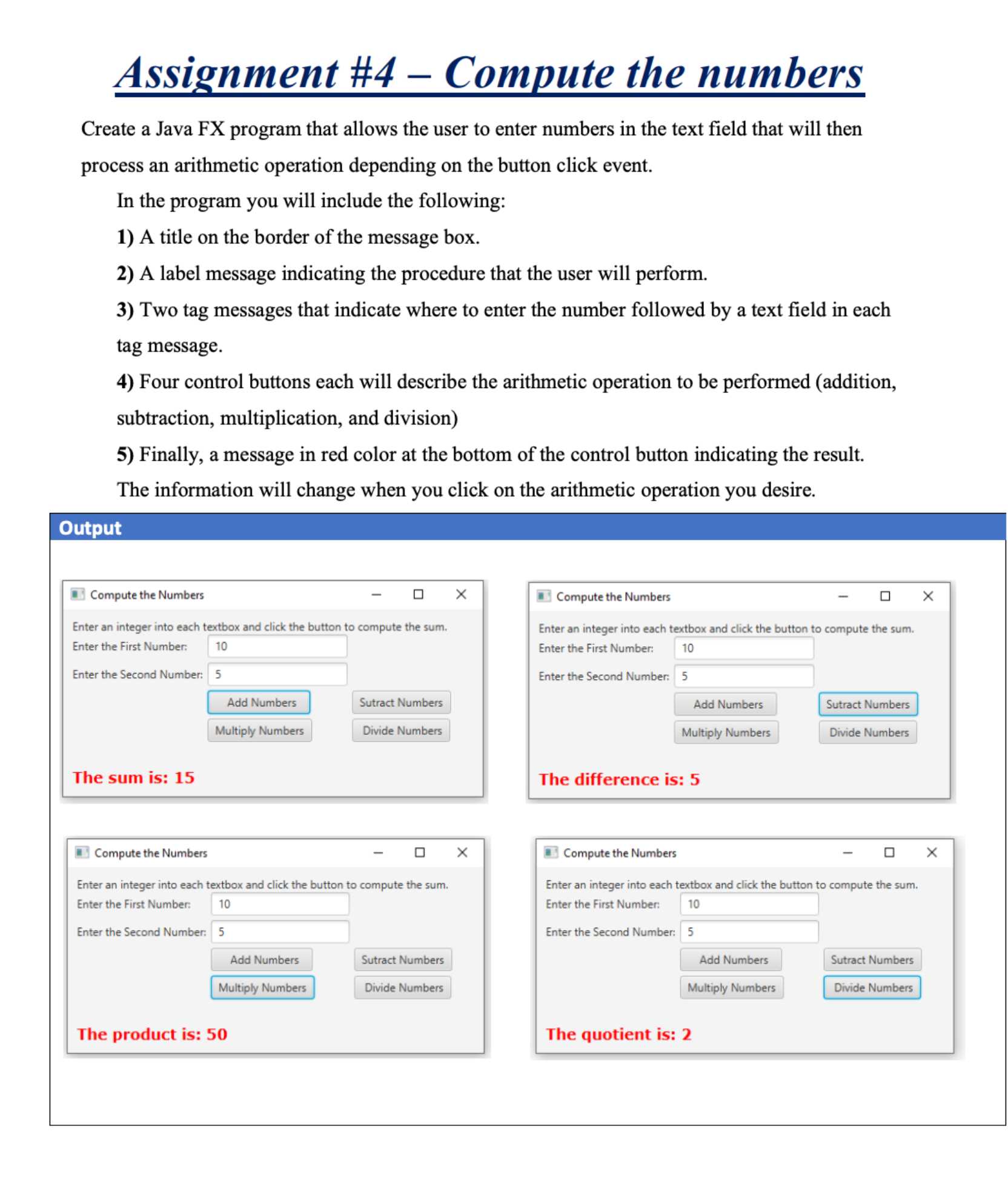 OutputOutputCompute the NumbersEnter an integer into | Chegg.com
