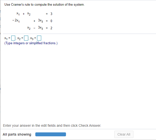 Solved Use Cramer's rule to compute the solution of the | Chegg.com