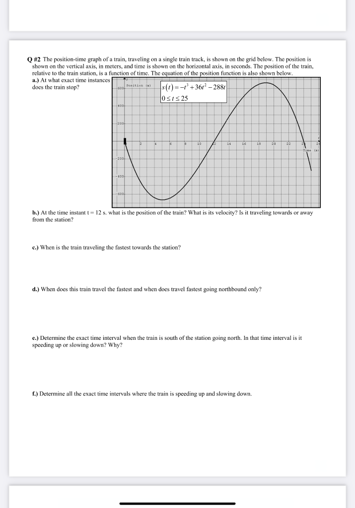 Solved Q#2 The position-time graph of a train, traveling on | Chegg.com