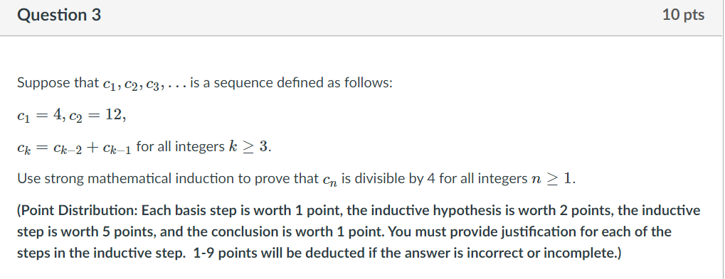 Solved Question 3 10 pts Suppose that C1, C2, C3, ... is a | Chegg.com