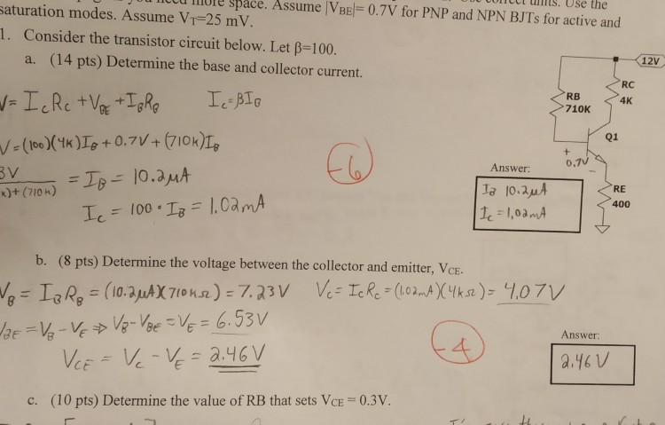 Solved tu lliore space. Assume VBE 0.7V for PNP and NPN BJTs | Chegg.com