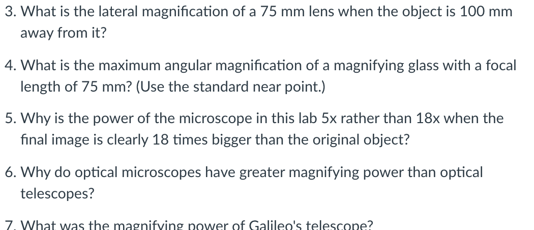 Solved 3. What is the lateral magnification of a 75 mm lens | Chegg.com