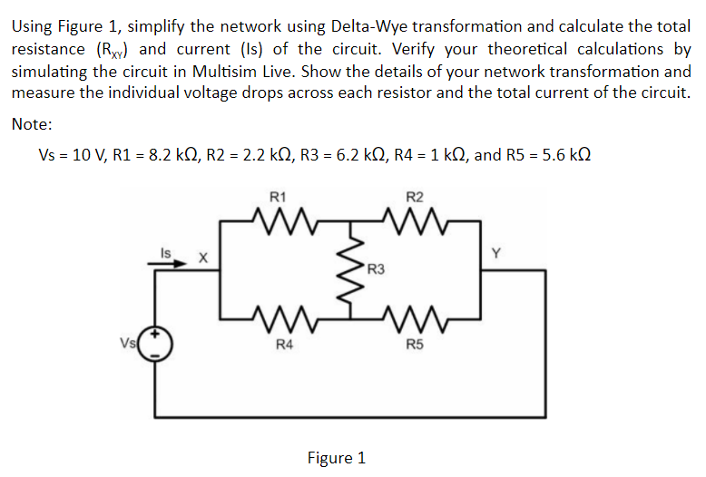 Solved Using Figure 1, simplify the network using Delta-Wye | Chegg.com