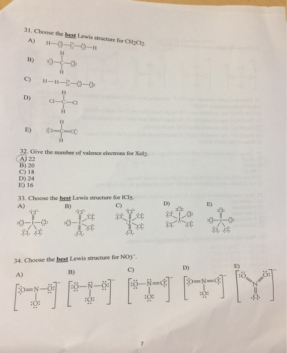 Solved Choose the best Lewis for CH_2 C1_2. Give the number | Chegg.com