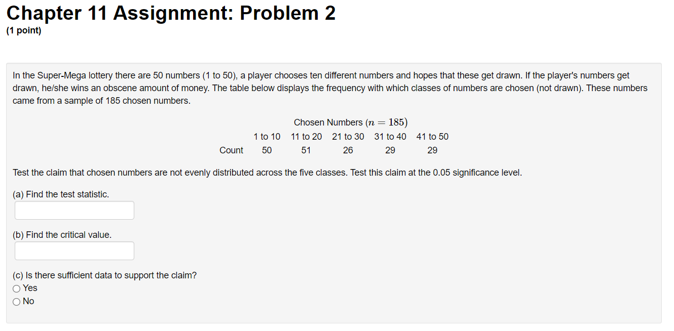 Solved Chapter 11 Assignment: Problem 2 (1 point) In the | Chegg.com