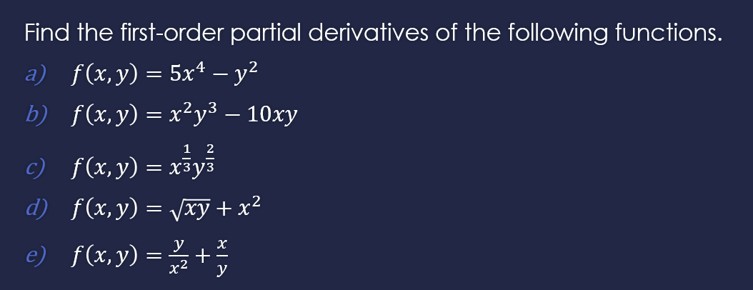 Solved Find the first-order partial derivatives of ﻿the | Chegg.com
