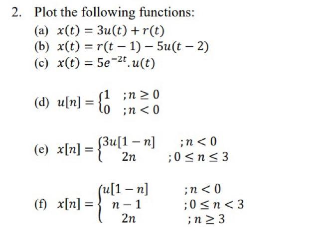Solved Plot the following functions: (a) x(t)=3u(t)+r(t) (b) | Chegg.com