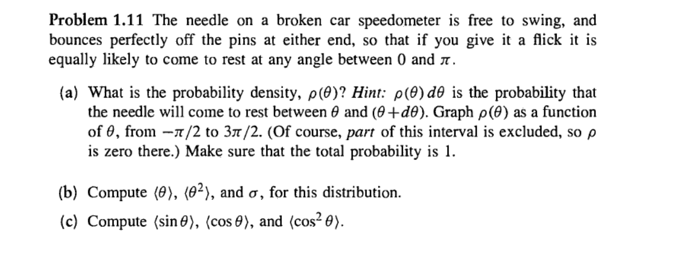 Solved Problem 1.11 The needle on a broken car speedometer | Chegg.com