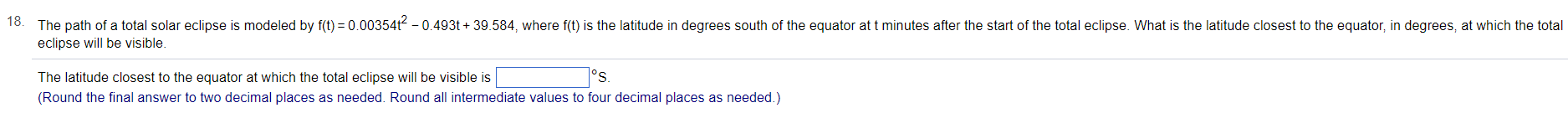 Solved 18. The path of a total solar eclipse is modeled by | Chegg.com
