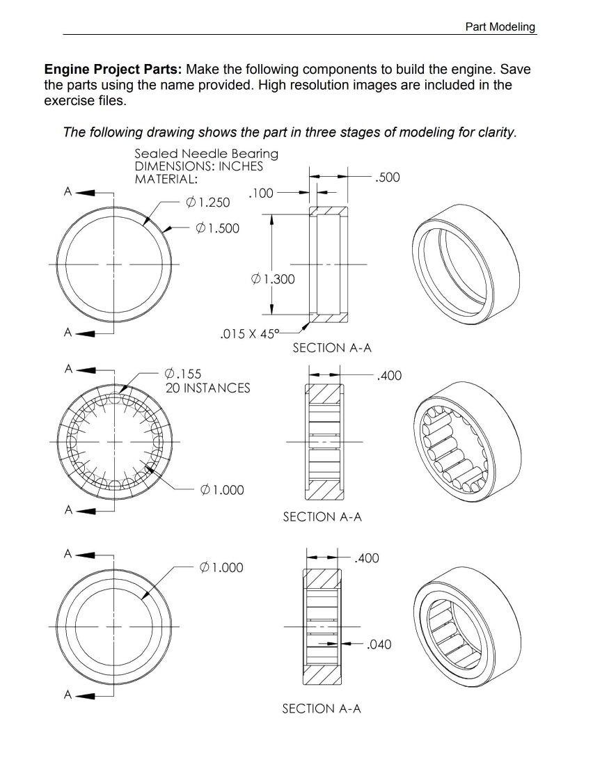 Solved Part Modeling Engine Project Parts: Make the | Chegg.com