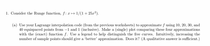 Solved 1. Consider the Runge function, f: 1/25a2 (a) Use | Chegg.com