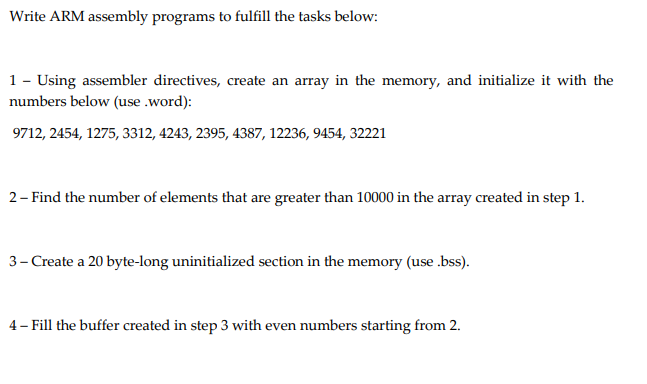 Solved Write Arm Assembly Programs To Fulfill The Tasks 