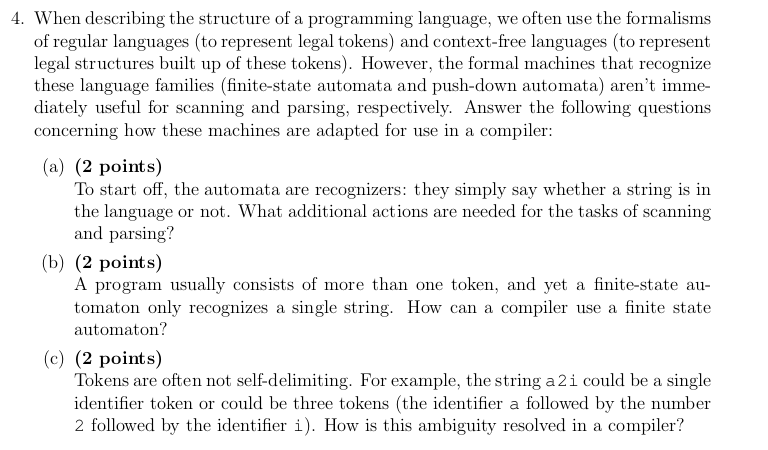 Solved 4. When describing the structure of a programming | Chegg.com
