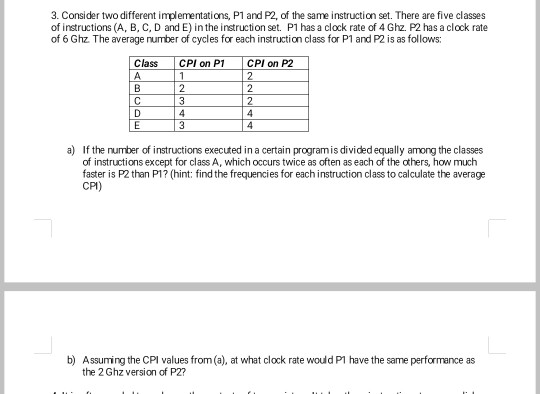 Solved 3. Consider two different implementations, P1 and P2, | Chegg.com