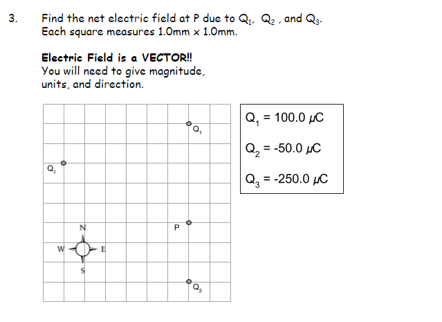 Solved 3. Find the net electric field at P due to Q1, Q2, | Chegg.com