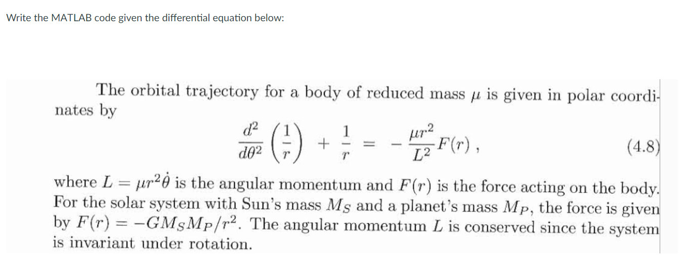Solved Write the MATLAB code given the differential equation | Chegg.com