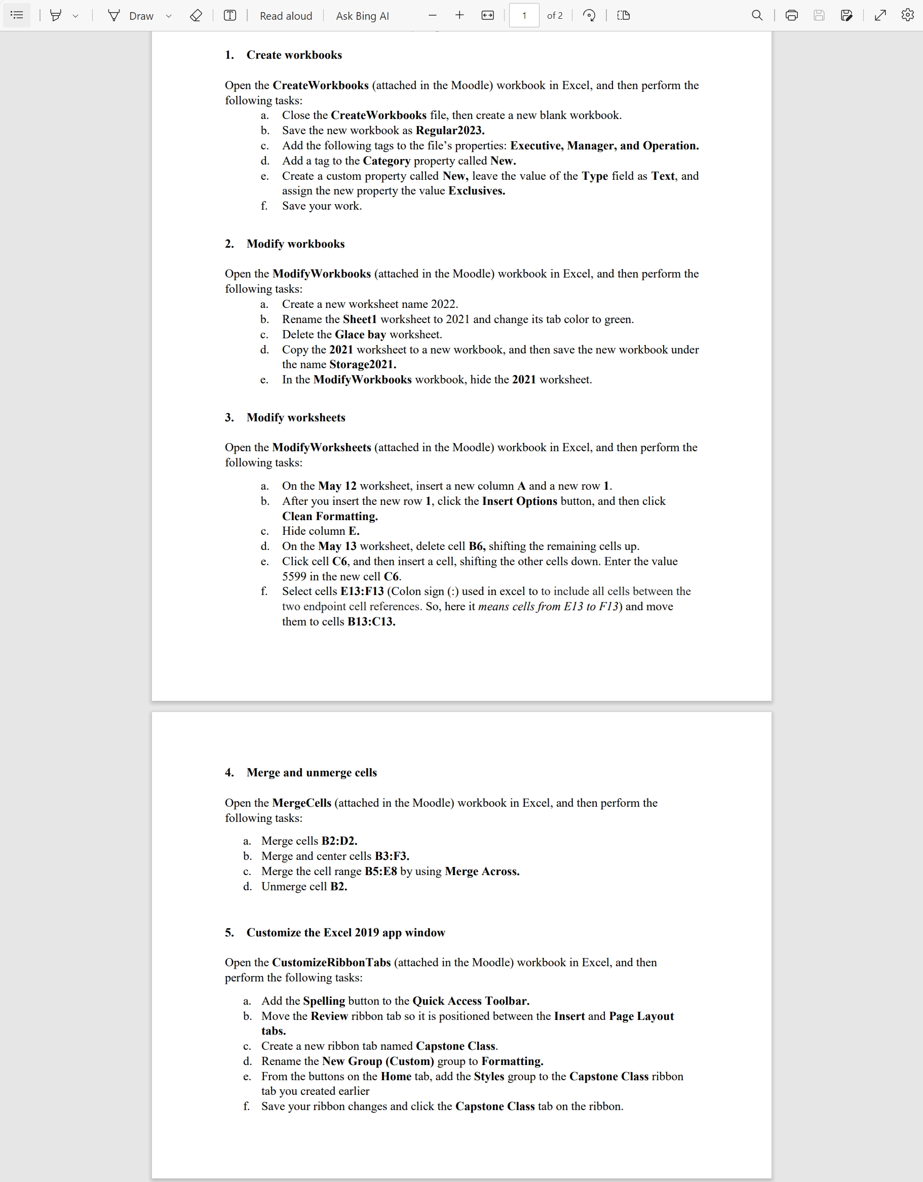 Solved Open the CreateWorkbooks (attached in the Moodle) | Chegg.com