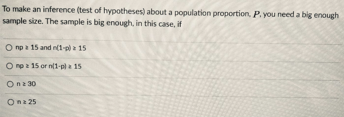 Solved To make an inference (test of hypotheses) about a | Chegg.com