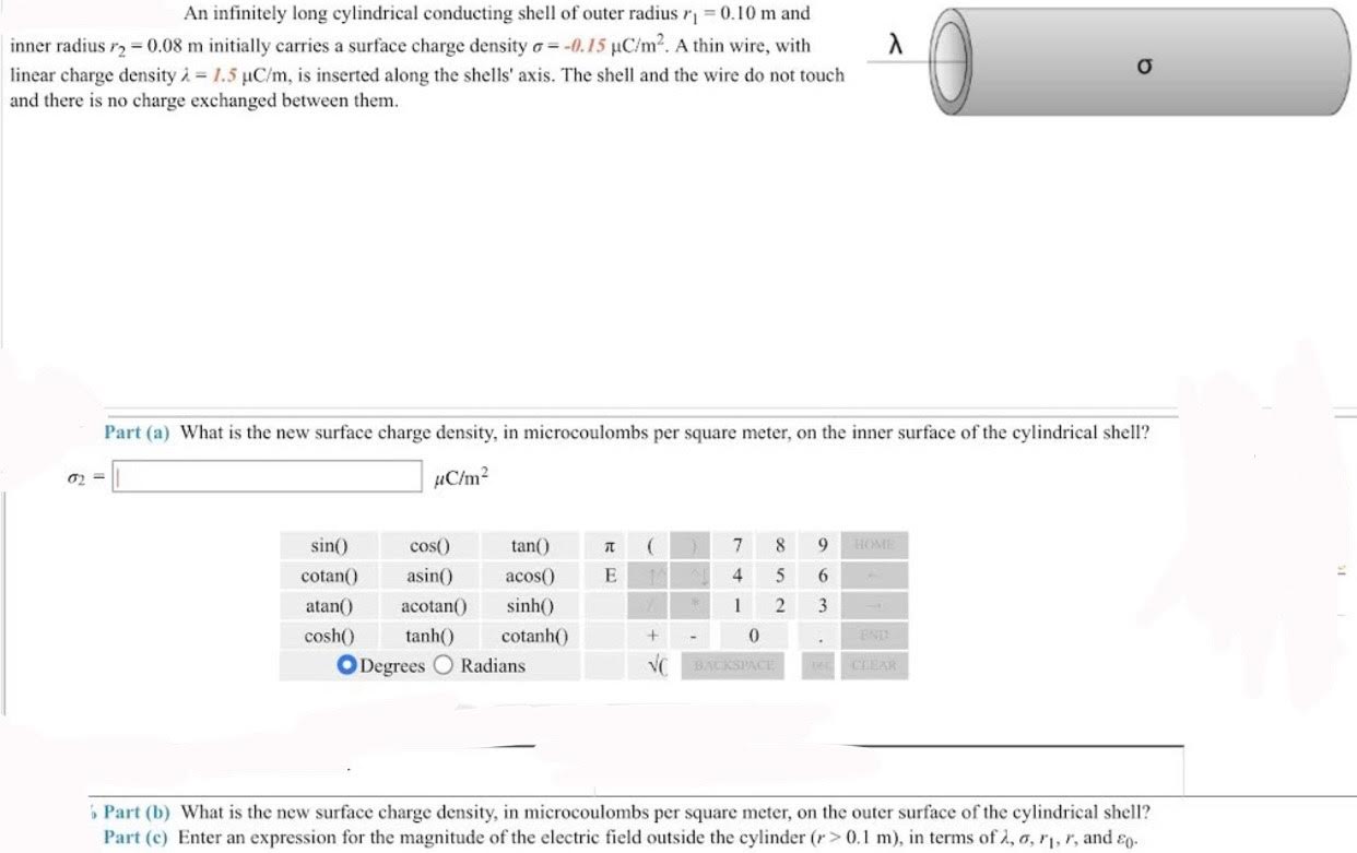 Solved An infinitely long cylindrical conducting shell of | Chegg.com