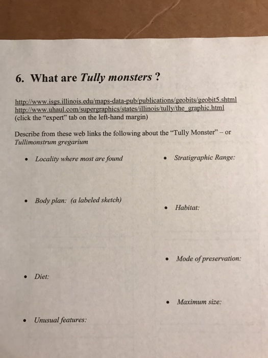 Solved 6. What are Tully monsters? | Chegg.com