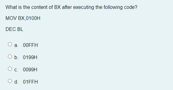 Solved What is the content of BX after executing the | Chegg.com