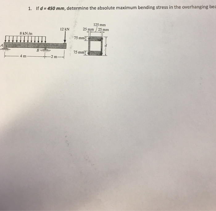 Solved 1. If d 450 mm, determine the absolute maximum | Chegg.com