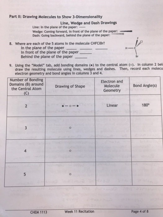 Solved Part II: Drawing Molecules to Show 3-Dimensionality | Chegg.com