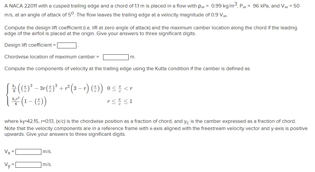 A NACA 22011 ﻿with a cusped trailing edge and a chord | Chegg.com