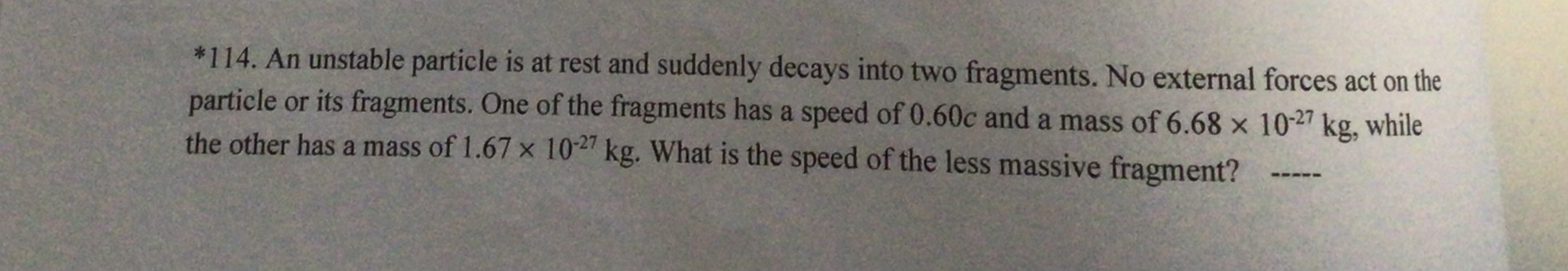 Solved *114. An unstable particle is at rest and suddenly | Chegg.com
