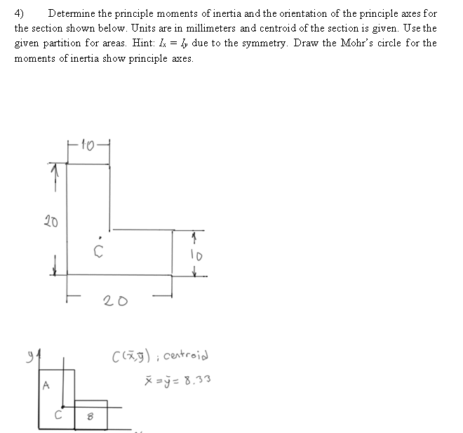Solved 4) Determine the principle moments of inertia and the | Chegg.com