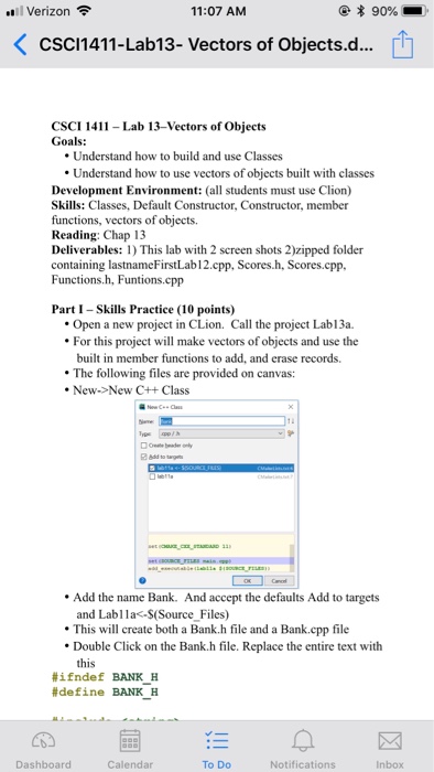 Solved l Verizon 11:07 AM CSCI1411-Lab13- Vectors of | Chegg.com