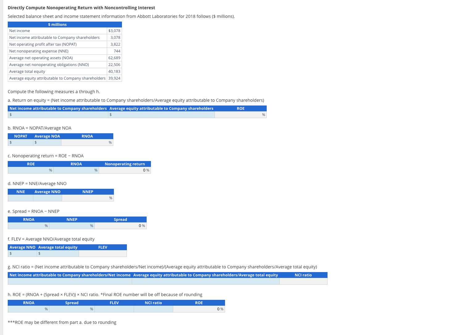 Solved Directly Compute Nonoperating Return with | Chegg.com