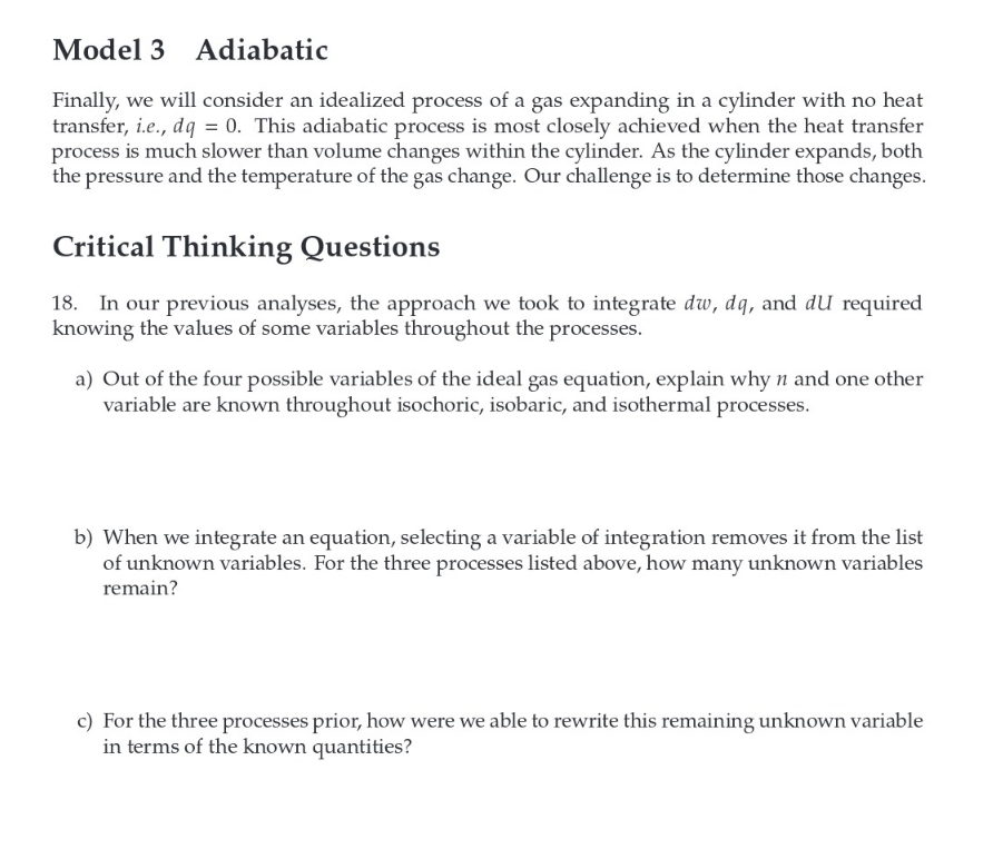 Solved Model 3 Adiabatic Finally, we will consider an | Chegg.com
