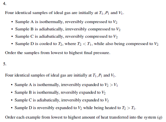 Solved Four identical samples of ideal gas are initially at | Chegg.com