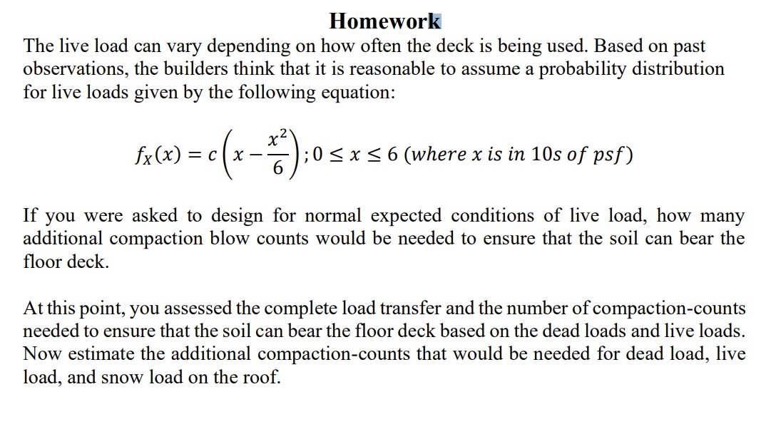 Solved Homework The live load can vary depending on how | Chegg.com