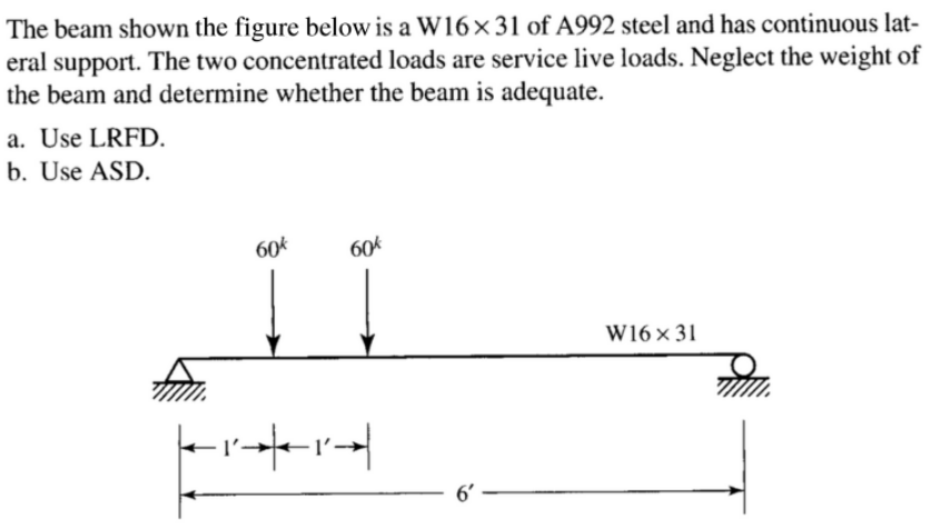 Solved The beam shown the figure below is a W16x31 of A992 | Chegg.com