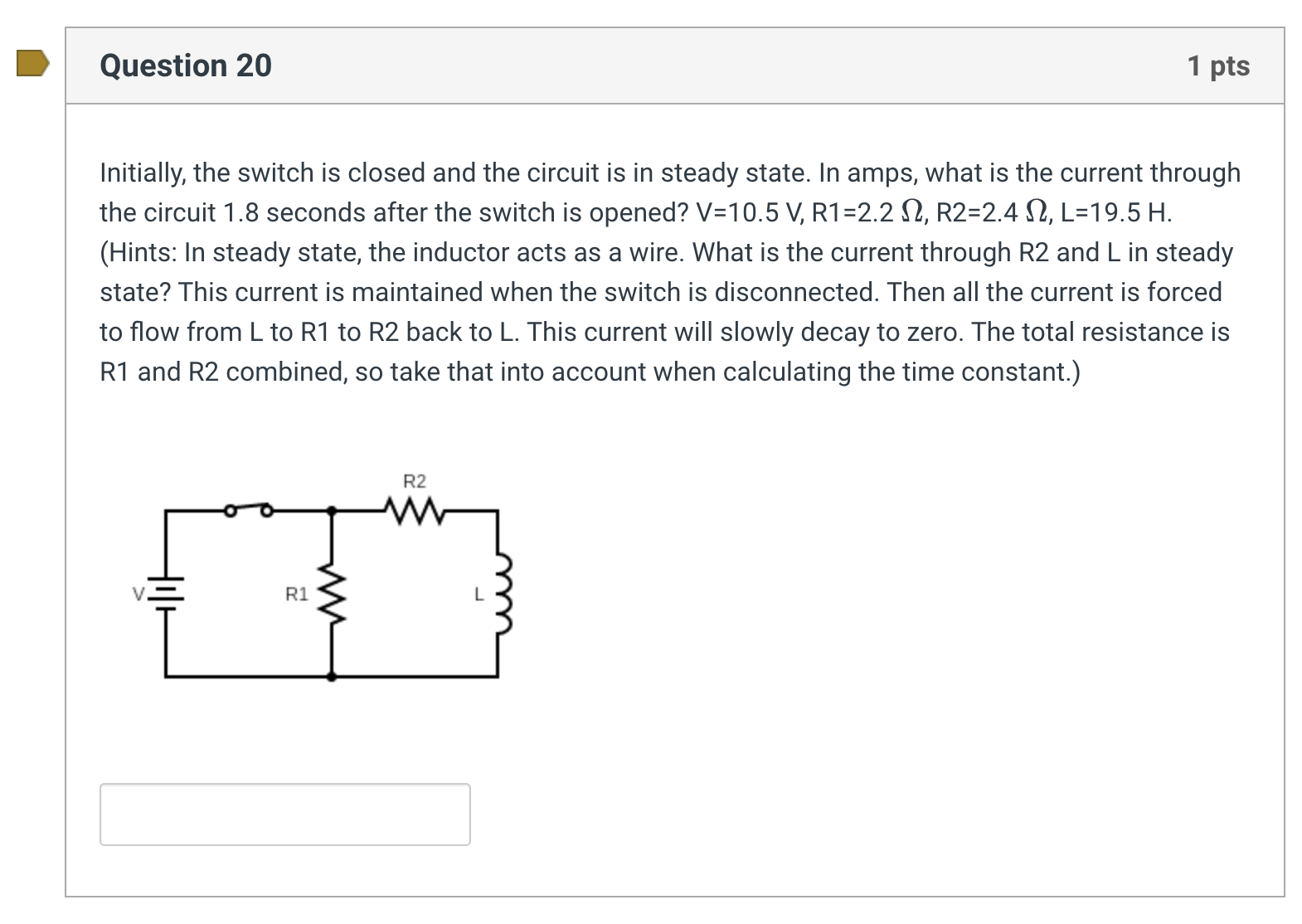 Solved Initially, the switch is closed and the circuit is in | Chegg.com
