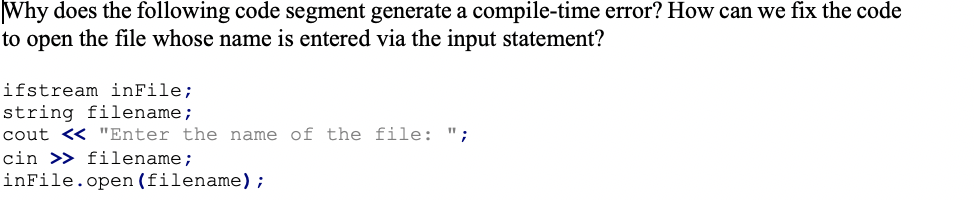 Solved Why does the following code segment generate a | Chegg.com