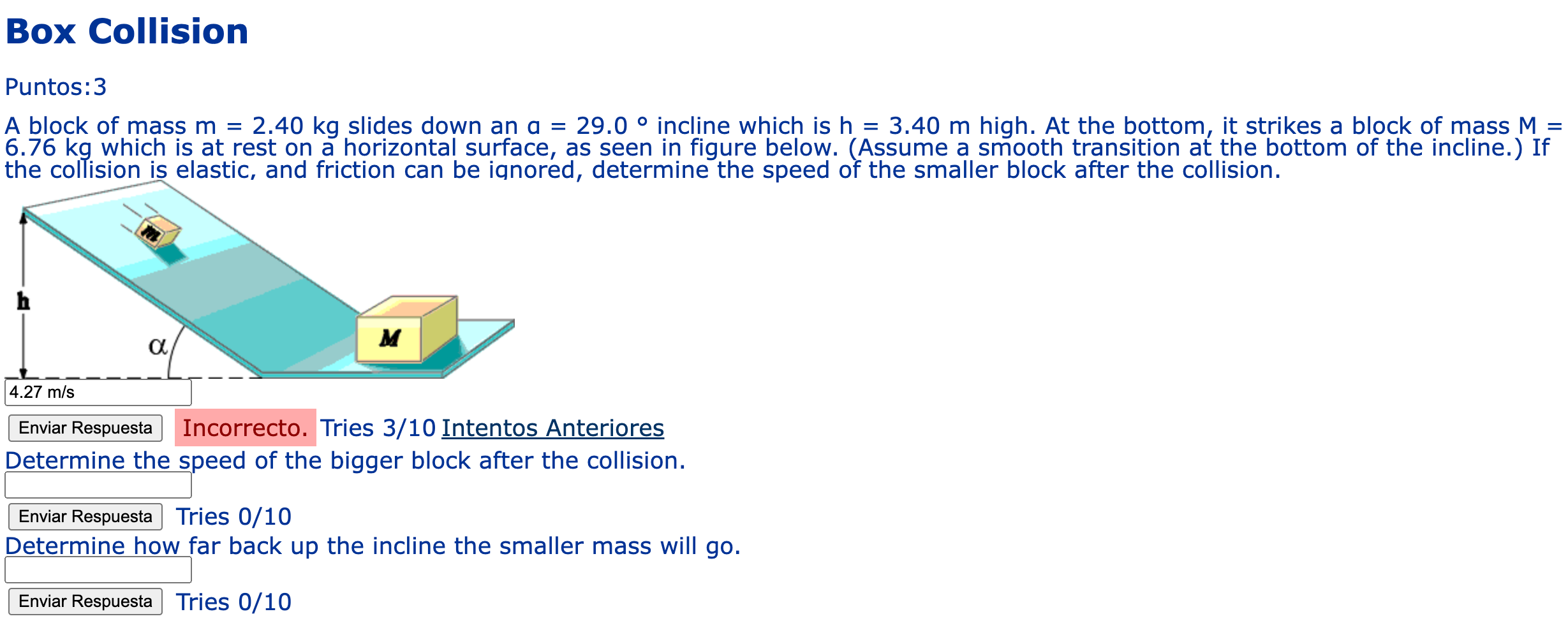 Solved A block of mass m=2.40 kg slides down an a=29.0∘ | Chegg.com